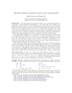 Quotient inductive-inductive types in the setoid model - Repository of the Academy's Library